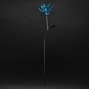 Light Blue and Black Immortal Rose, Recycled Metal Rose, Steel Rose ...