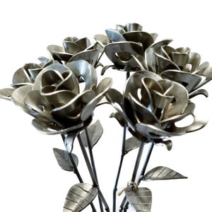 Half Dozen Metal Roses, Six Metal Roses, Welded Metal Rose Sculptures ...