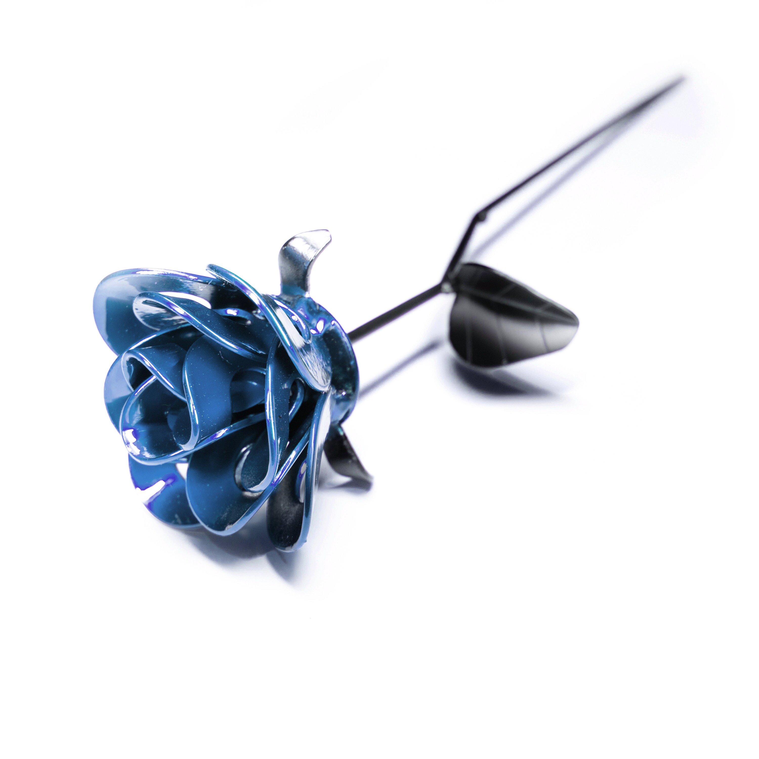 Light Blue and Black Immortal Rose Recycled Metal Rose Steel - Etsy