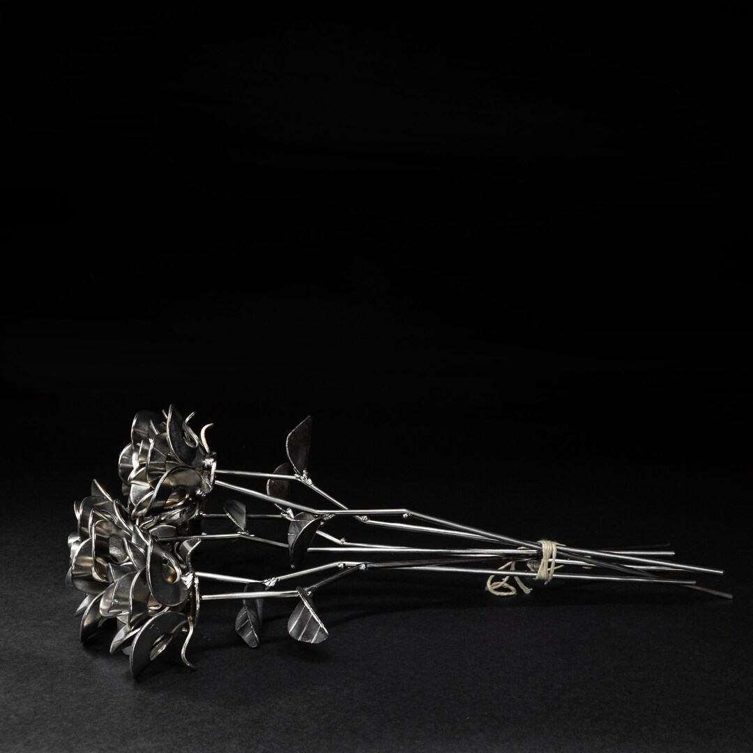 Half Dozen Metal Roses, Six Metal Roses, Welded Metal Rose Sculptures ...