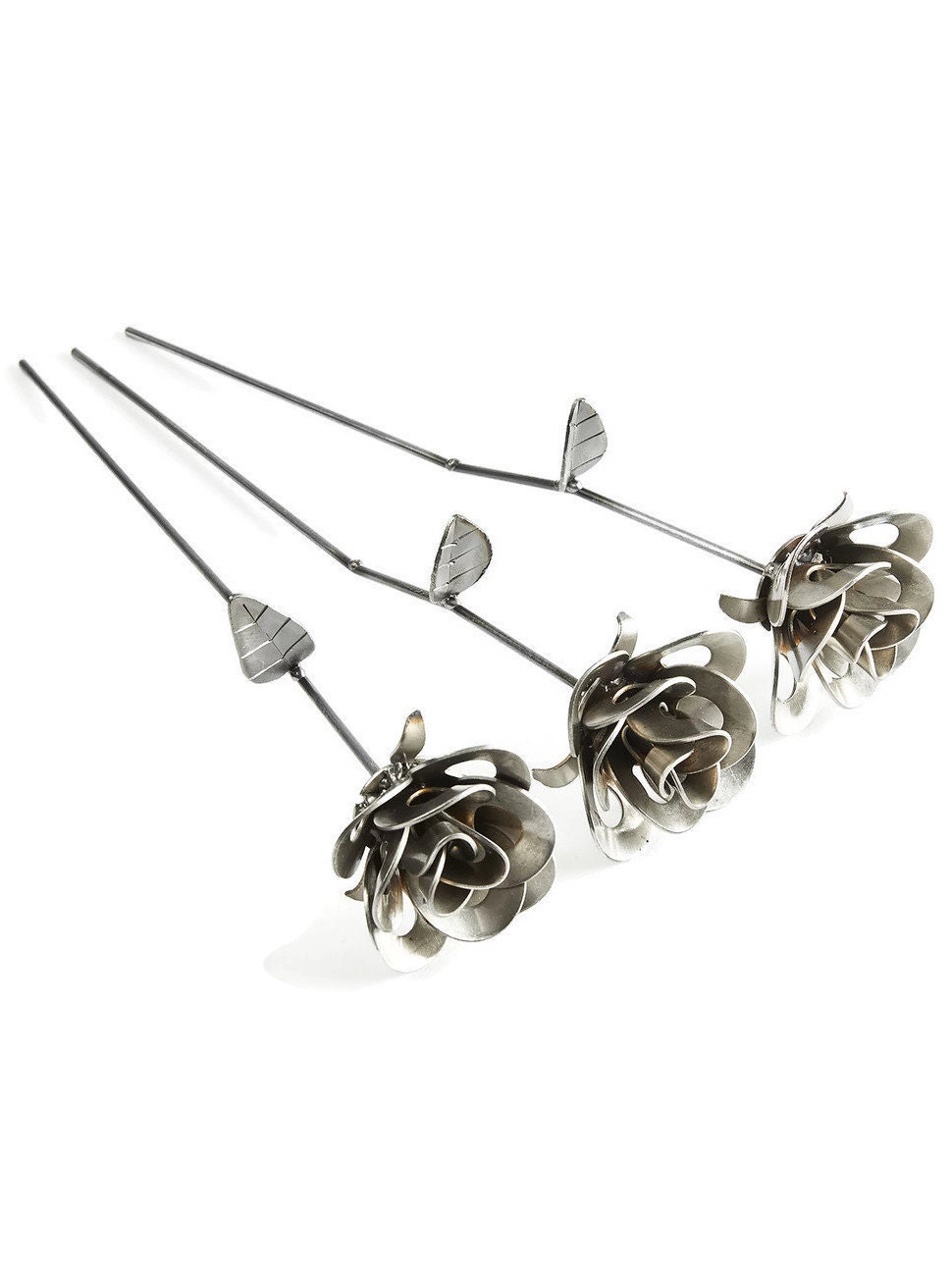 Three Metal Roses Welded Steel Roses Recycled Metal Roses - Etsy