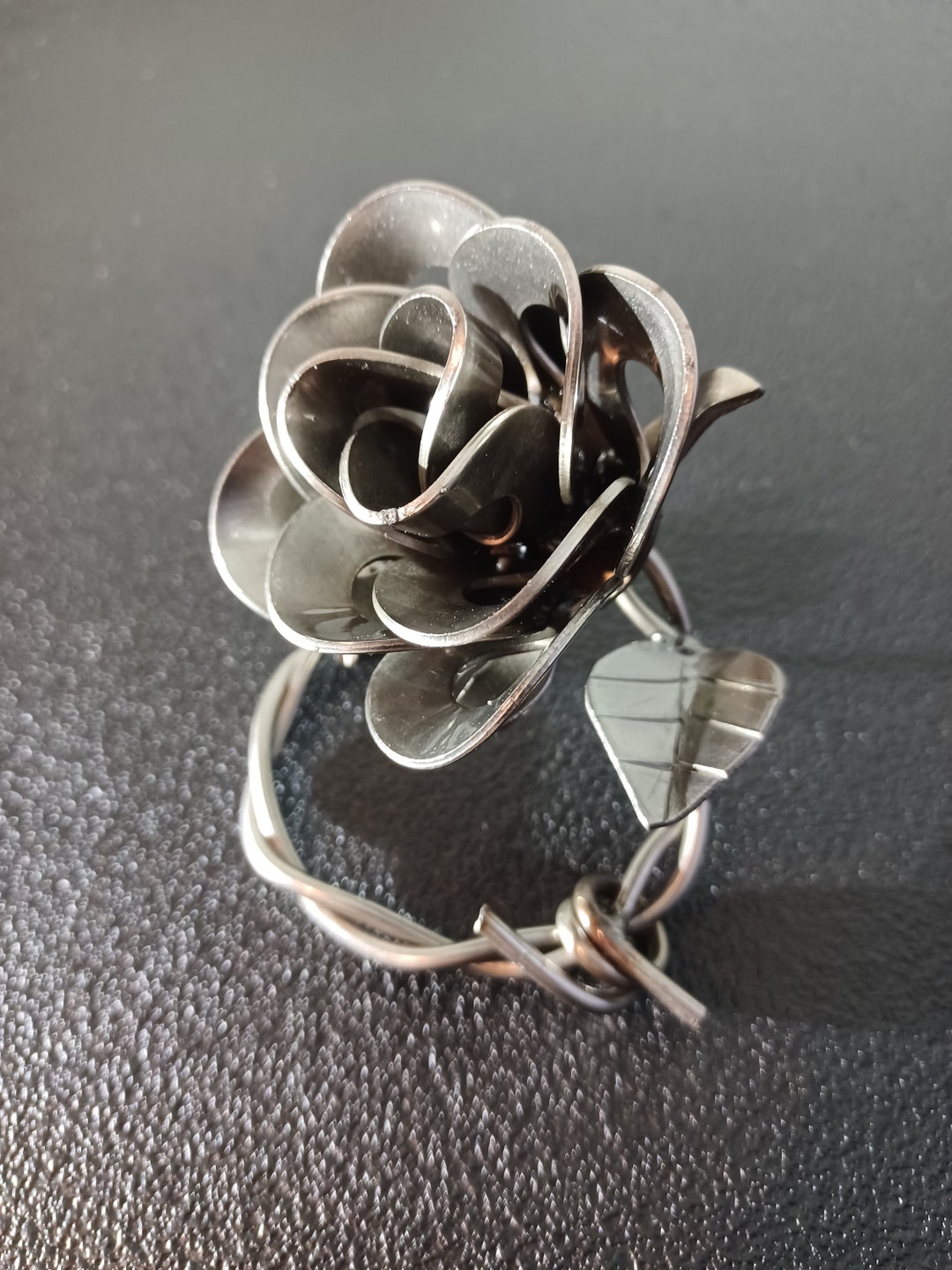 Original Silver Barbed Wire Stem Immortal Rose, Recycled Metal Rose ...