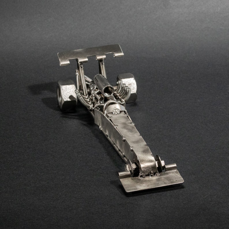 Repurposed Metal Dragster, Steel Rail Top Fuel Figurine, Nuts and Bolts ...