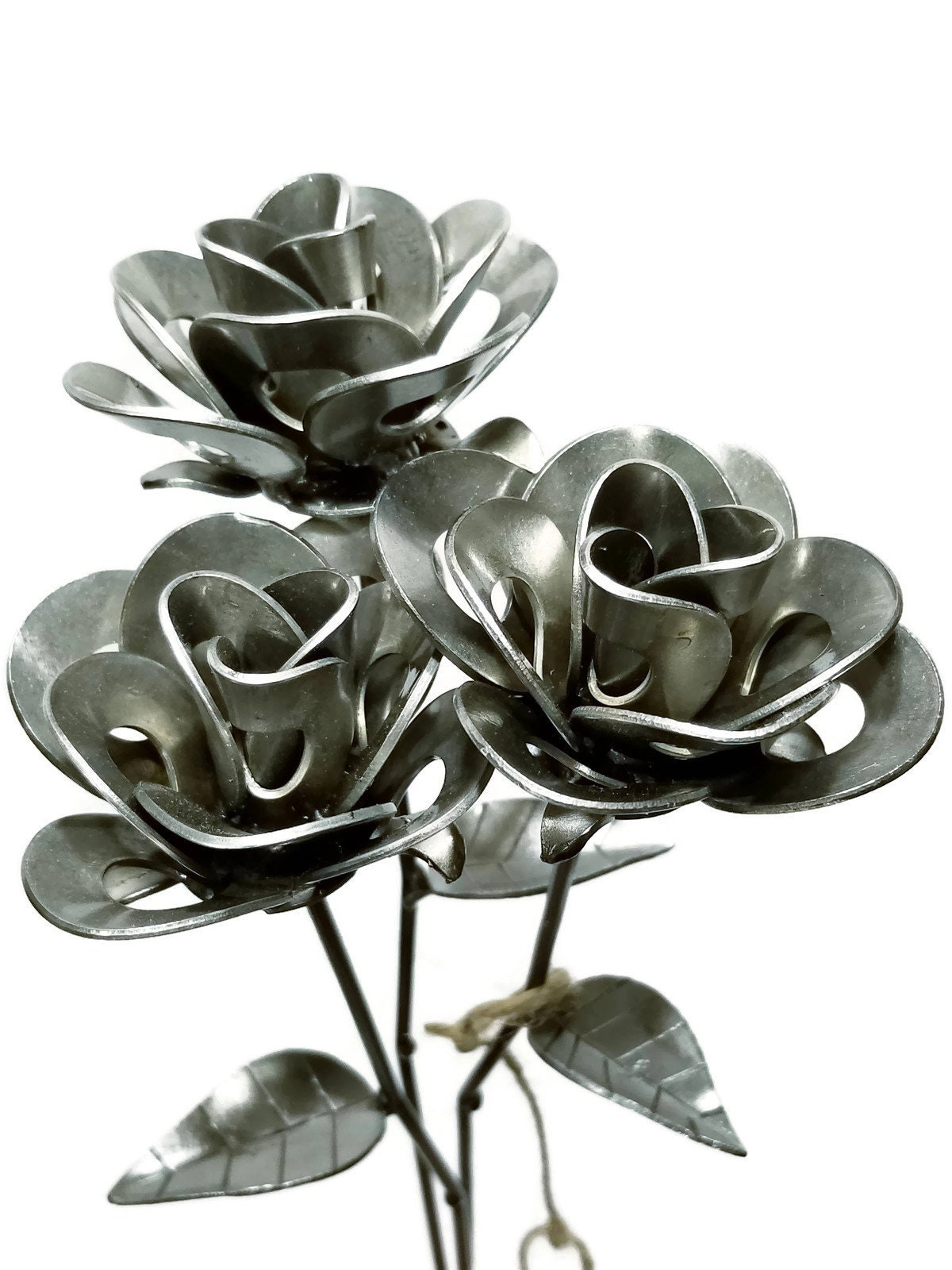 Three Metal Roses Welded Steel Roses Recycled Metal Roses - Etsy