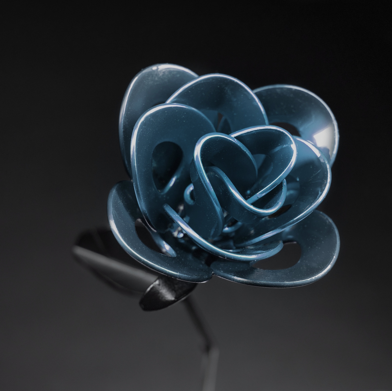 Light Blue and Black Immortal Rose Recycled Metal Rose Steel - Etsy