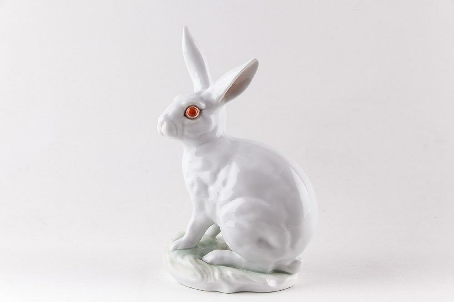Herend, XL White Rabbit Sitting 12.5", Handpainted PORCELAIN FIGURINE ...