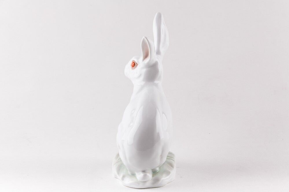 Herend, XL White Rabbit Sitting 12.5", Handpainted PORCELAIN FIGURINE ...