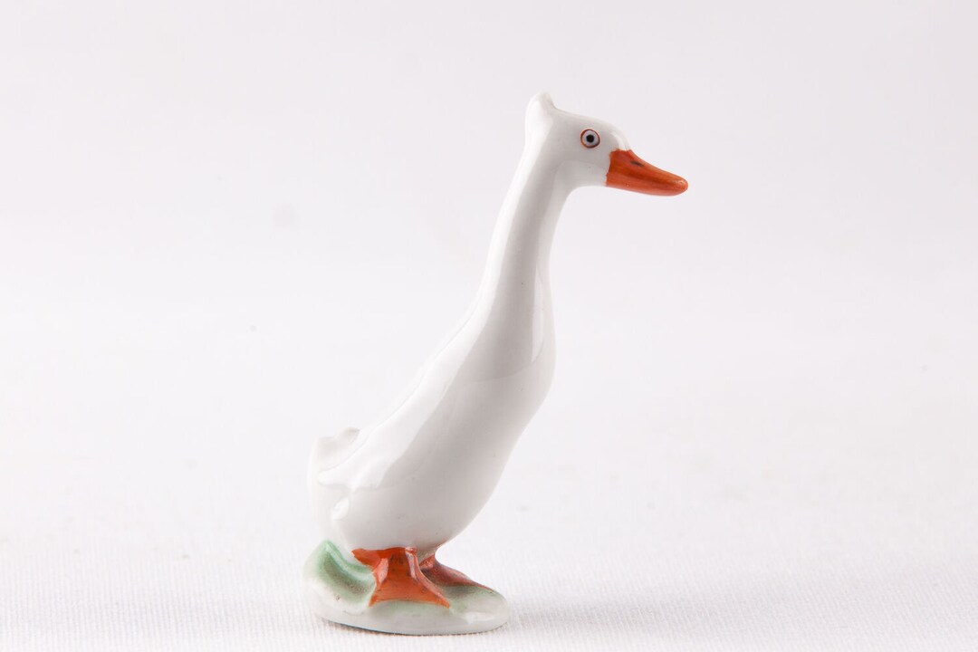 Herend, White Goose Bird, Miniature HANDPAINTED PORCELAIN FIGURINE ...
