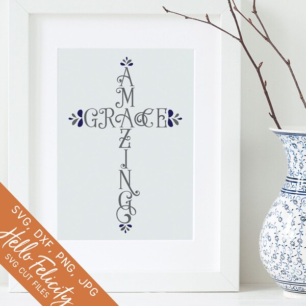 Amazing Grace Cross Svg - Etsy