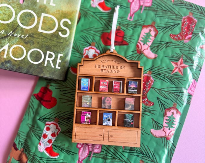 Custom Wood Book Shelf Christmas Ornament for Book Lovers, Gifts for ...