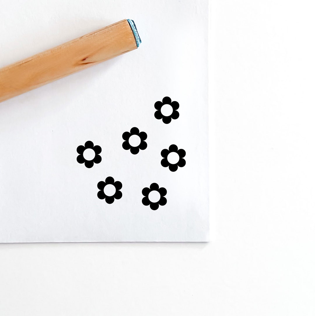 Mini Peg Rubber Stamp, Retro Flower Stamp, Groovy Flower, Floral Stamp ...