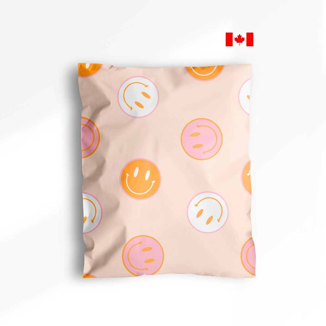 25 Ct, Smiley Face Poly Mailers, Pretty Shipping Mailers, Pink Poly ...