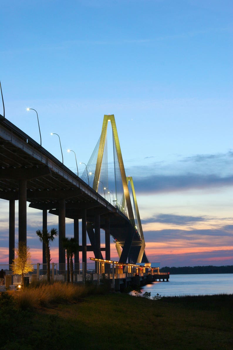 Ravenel Bridge Mt Pleasant Waterfront Park Sunset - Etsy