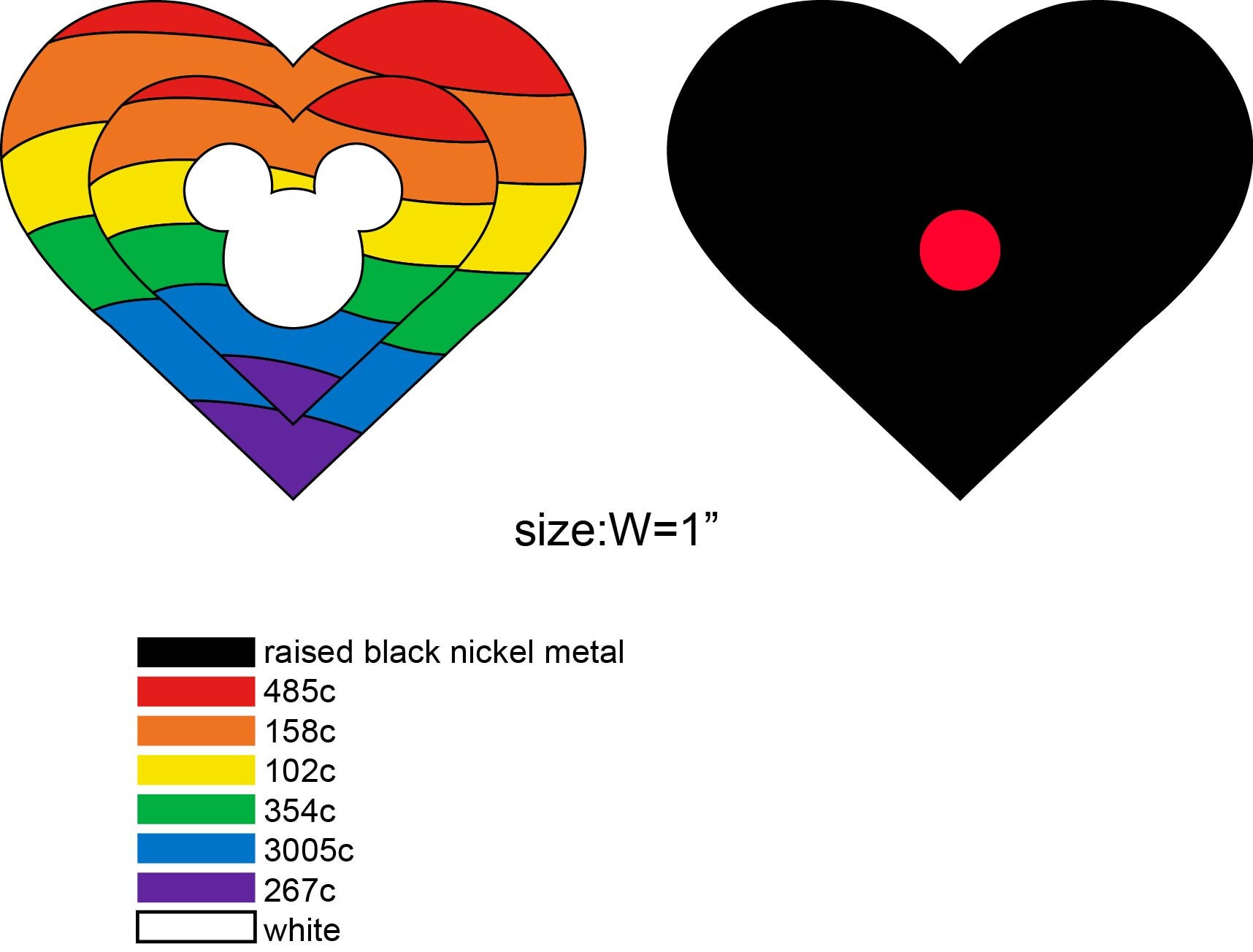 Rainbow Mickey Heart Pin - Etsy
