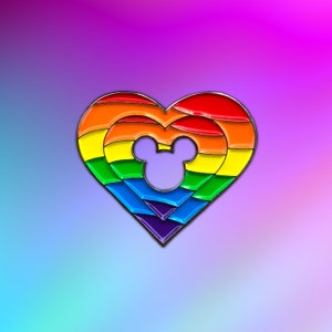 Rainbow Mickey Heart Pin - Etsy