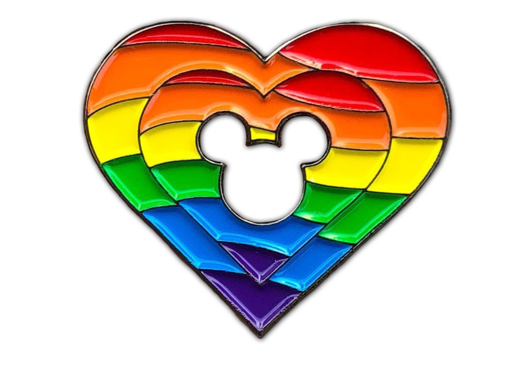 Rainbow Mickey Heart Pin - Etsy