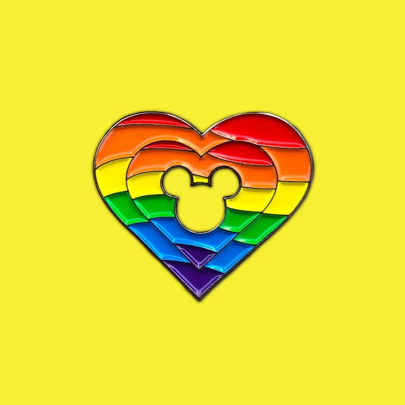 Rainbow Mickey Heart Pin - Etsy