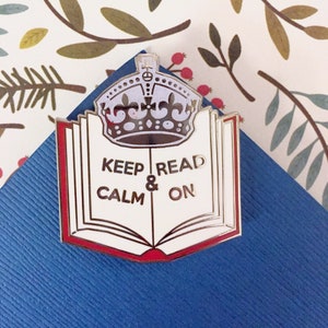 Glitter Keep Calm and Read on Enamel Pin | Book Pins | Reading Pins ...