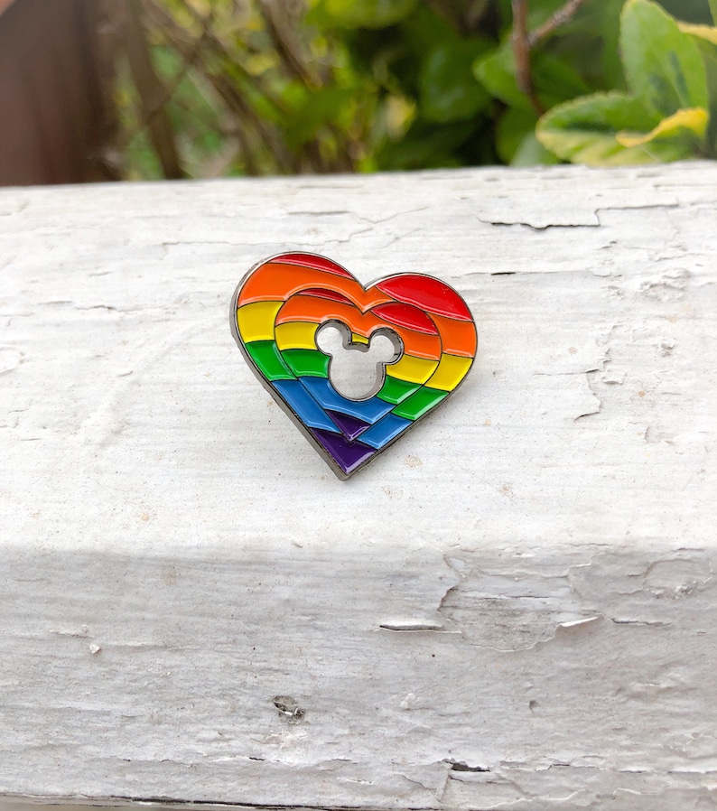Rainbow Mickey Heart Pin - Etsy