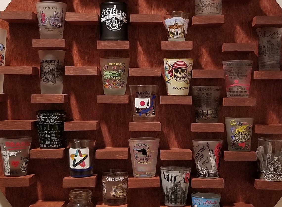Large Shot Glass Display Case With 99 Shelves Wall Decor - Etsy