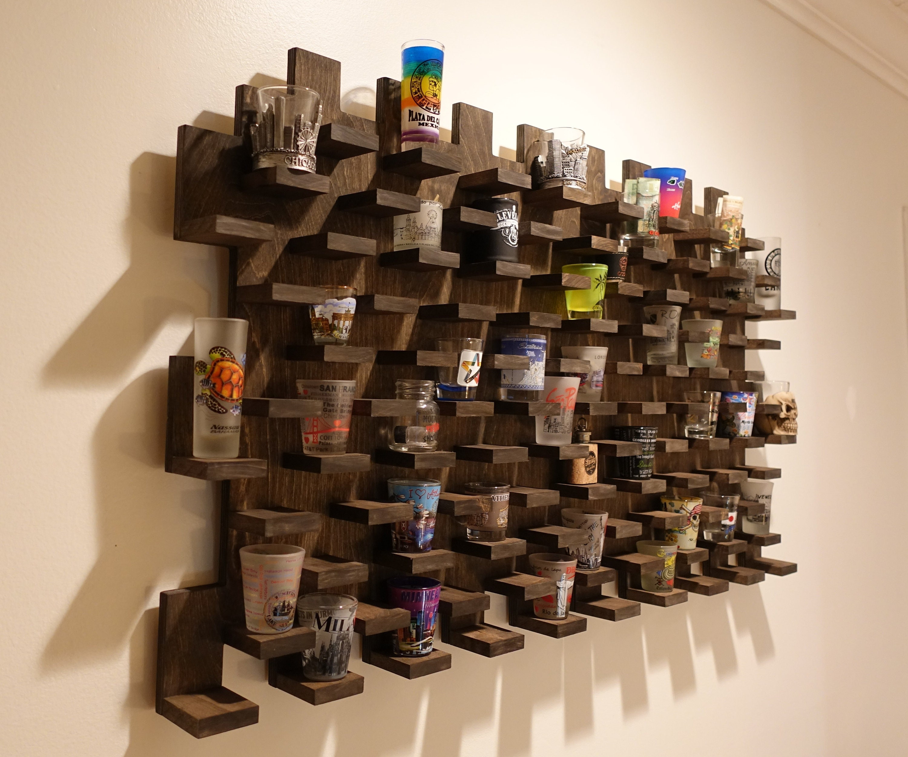 Large Shot Glass Display Case With 99 Shelves Wall Decor - Etsy