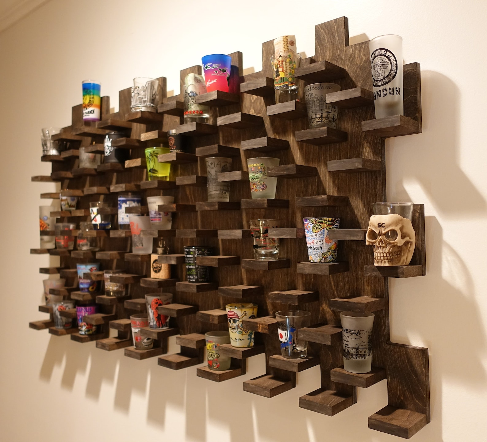 Large Shot Glass Display Case With 99 Shelves Wall Decor - Etsy