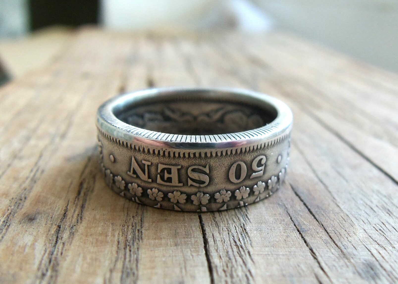 Japanese Silver Coin Ring Japan 50 Sen Silver Coin Ring | Etsy