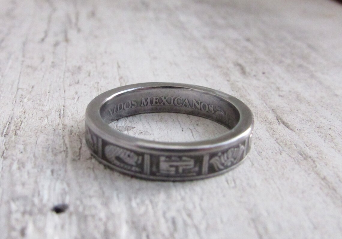 Coin Ring mexico Steel Skull Mexican Coin Ring Mexican | Etsy