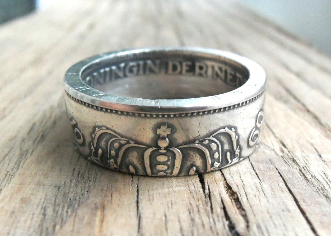 Silver Coin Ring Netherlands Dutch Coin Ring Netherlands 2 | Etsy