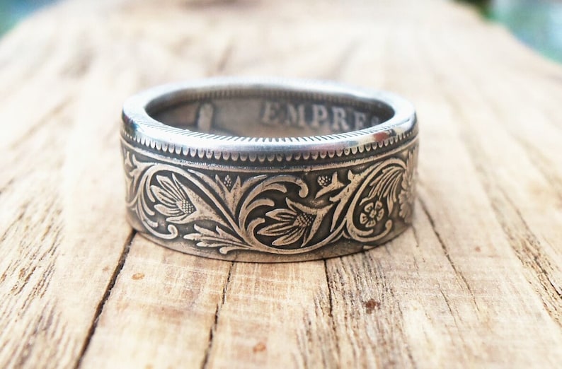 Silver Rupee Coin Ring India 1877 1901 One Rupee Coin | Etsy