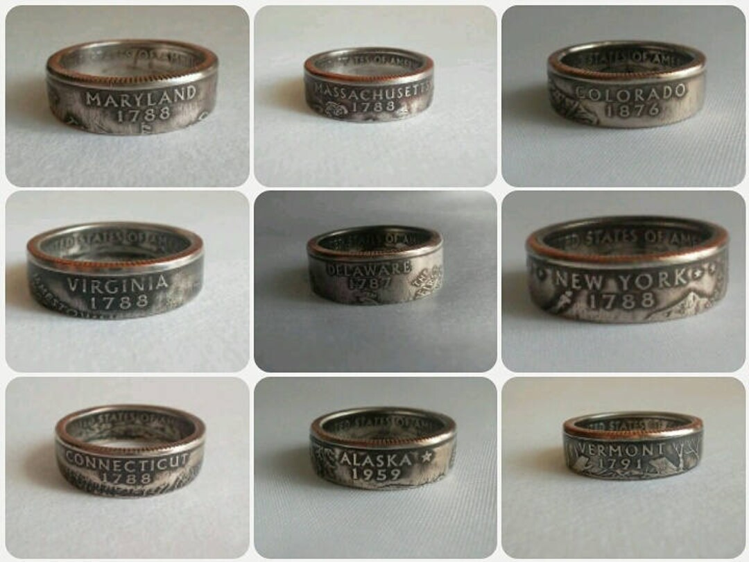 US State Quarter Ring, State Quarter Ring, Coin Ring, Coin Jewelry ...