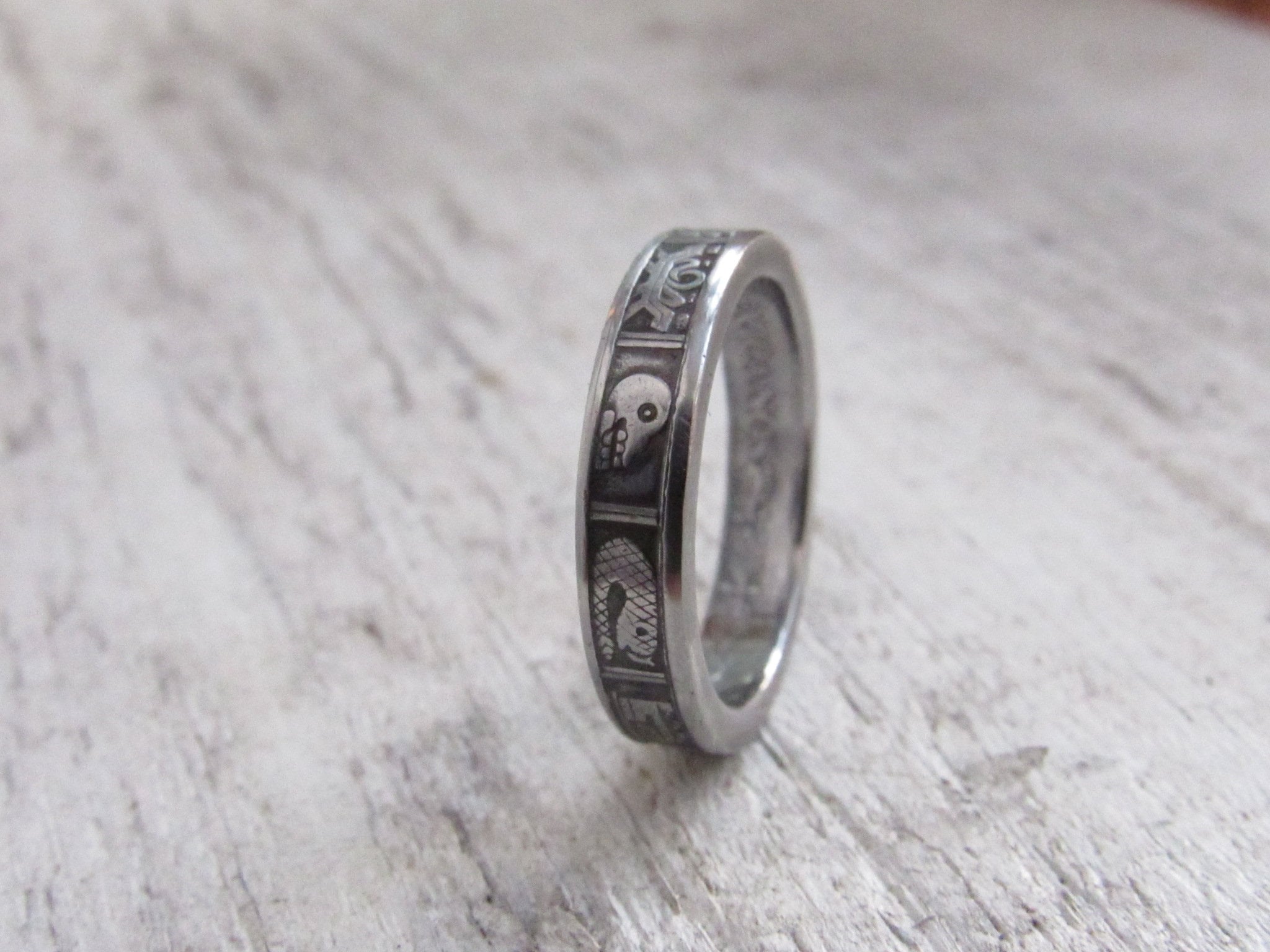 Coin Ring (mexico) Steel Skull - Mexican Coin Ring - Mexican Jewelry ...