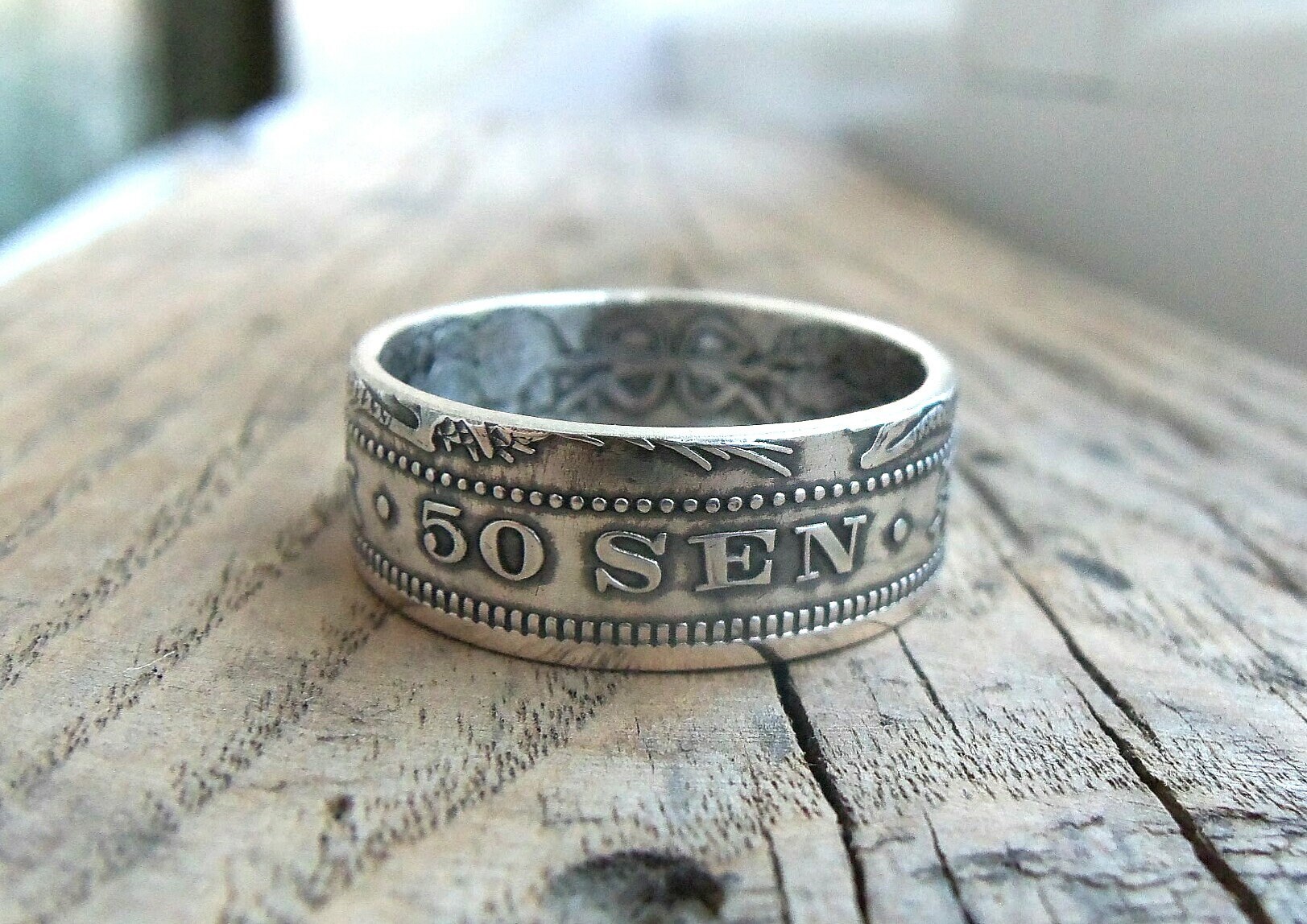 Japanese Silver Coin Ring Silver 50 sen coin 1873-1905 | Etsy
