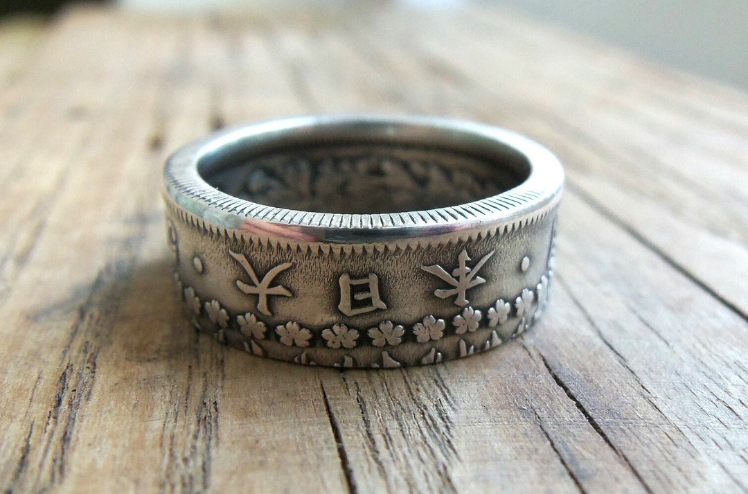 Japanese Silver Coin Ring Japan 50 Sen Silver Coin Ring - Etsy