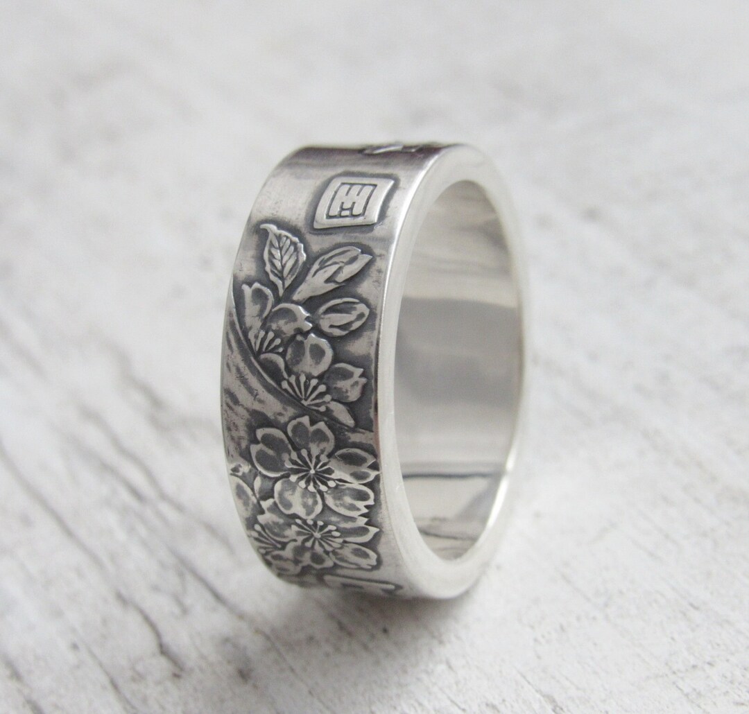 Japanese Coin Ring - Coin Ring Japan - Wedding Ring - Sakura on the ...