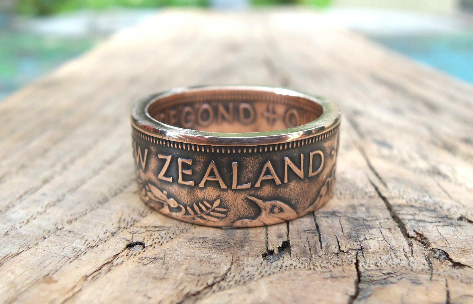 New Zealand Coin Ring - Bronze New Zealand Coin Ring - Hand Forged Coin ...