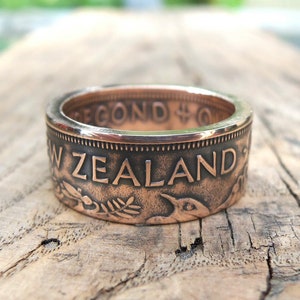 New Zealand Coin Ring - Bronze New Zealand Coin Ring - Hand Forged Coin ...