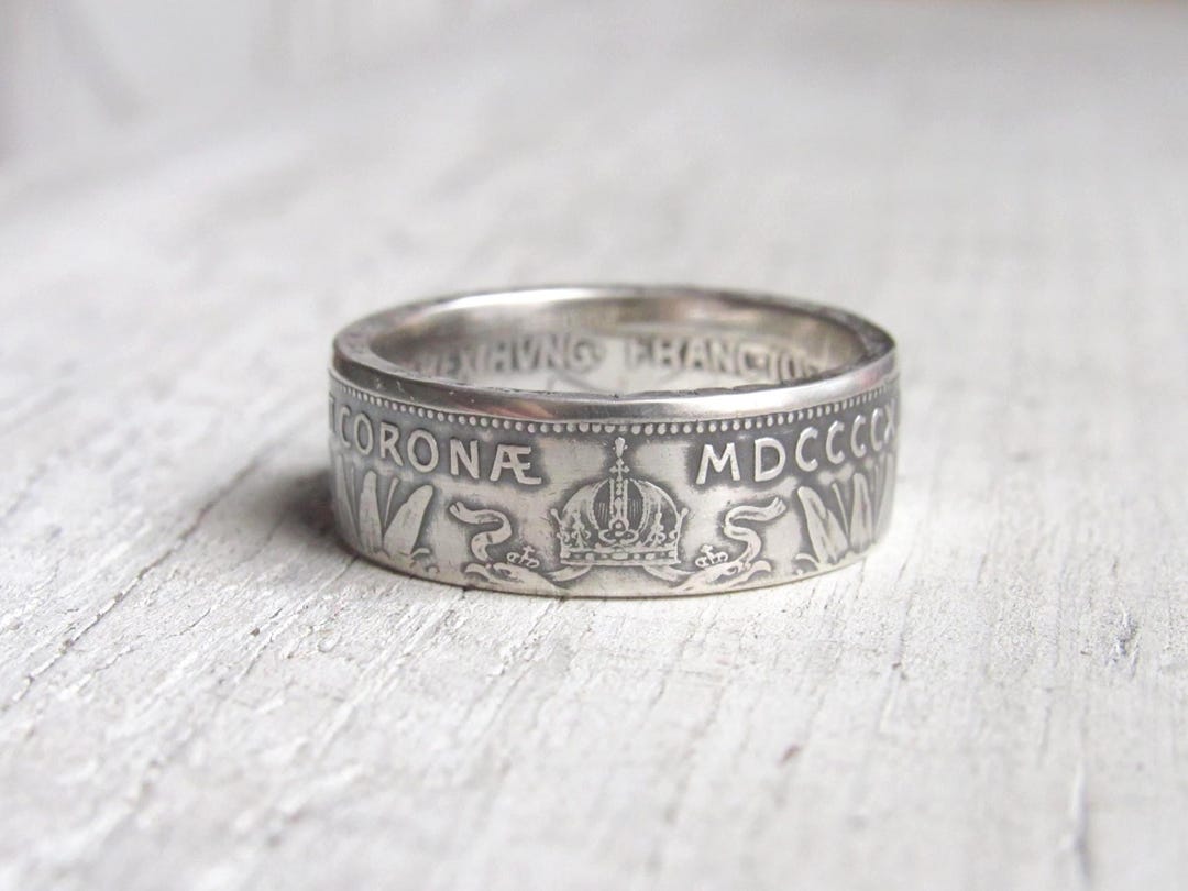 Austro-hungarian 2 Crowns 1912 or 1913 Silver 2 Corona Coin Ring ...
