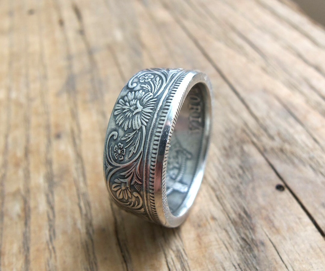 Silver British India Rupee Coin Ring -ring Made From Silver Indian Coin ...