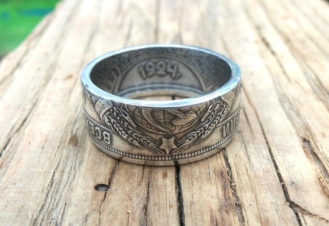 Coin ring USSR Ruble1924 Russian souvenir Silver Coin Ring | Etsy