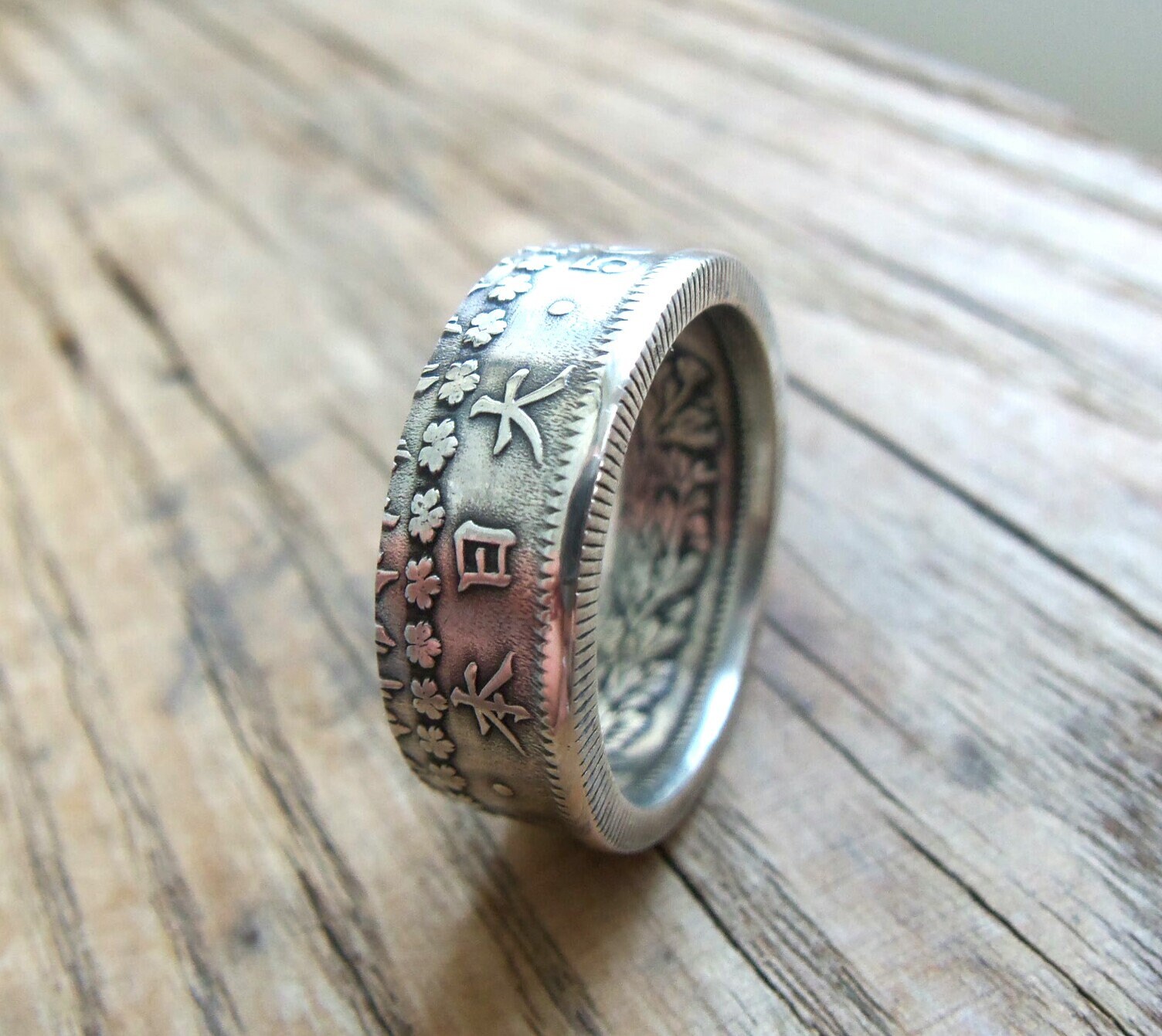 Japanese Silver Coin Ring Japan 50 Sen Silver Coin Ring | Etsy