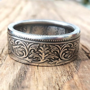 Silver Rupee Coin Ring - India 1877 - 1901 One Rupee Coin - Silver Coin ...