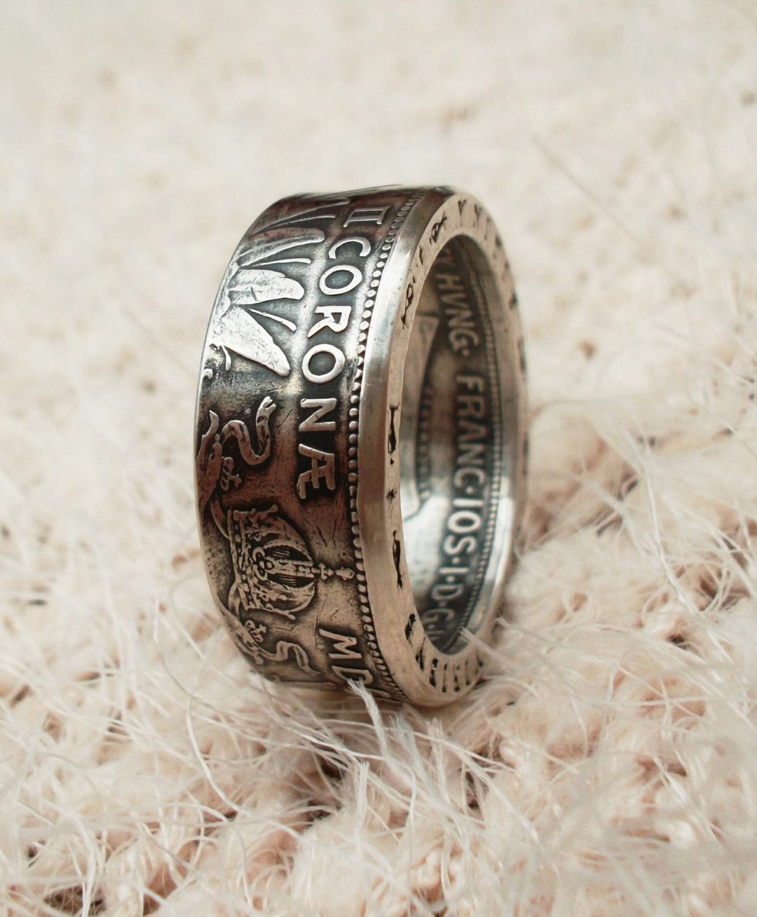 Austro-hungarian 2 Crowns 1912 or 1913 Silver 2 Corona Coin Ring ...