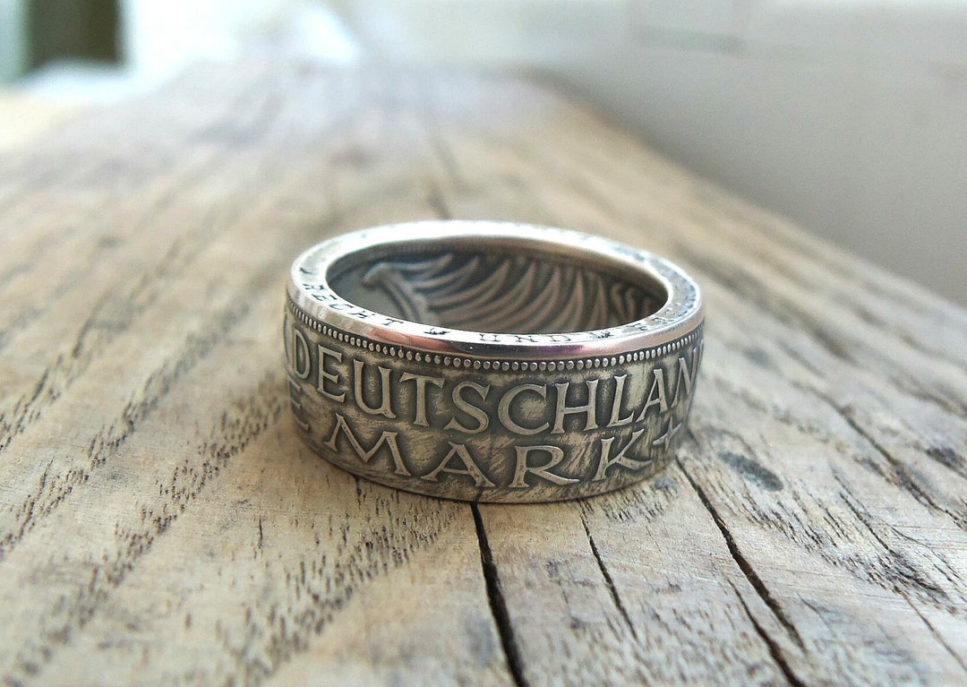 German Silver Coin Ring Made From 5 Mark Coin - Deutschland Coin Ring ...