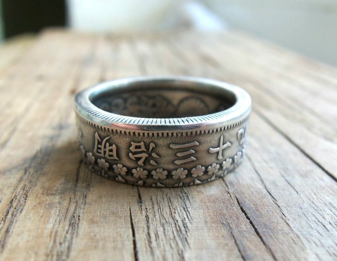 Japanese Silver Coin Ring Japan 50 Sen Silver Coin Ring | Etsy