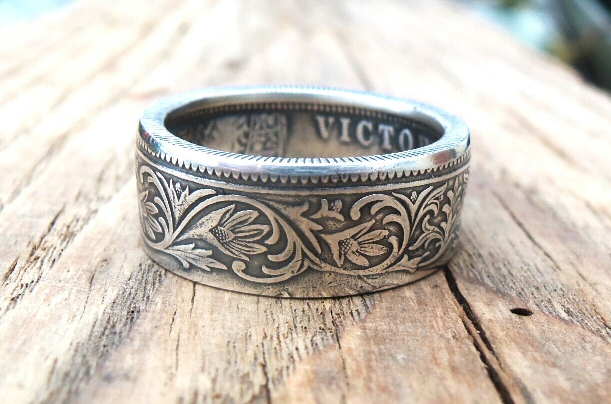 Silver Rupee Coin Ring India 1877 1901 One Rupee Coin - Etsy