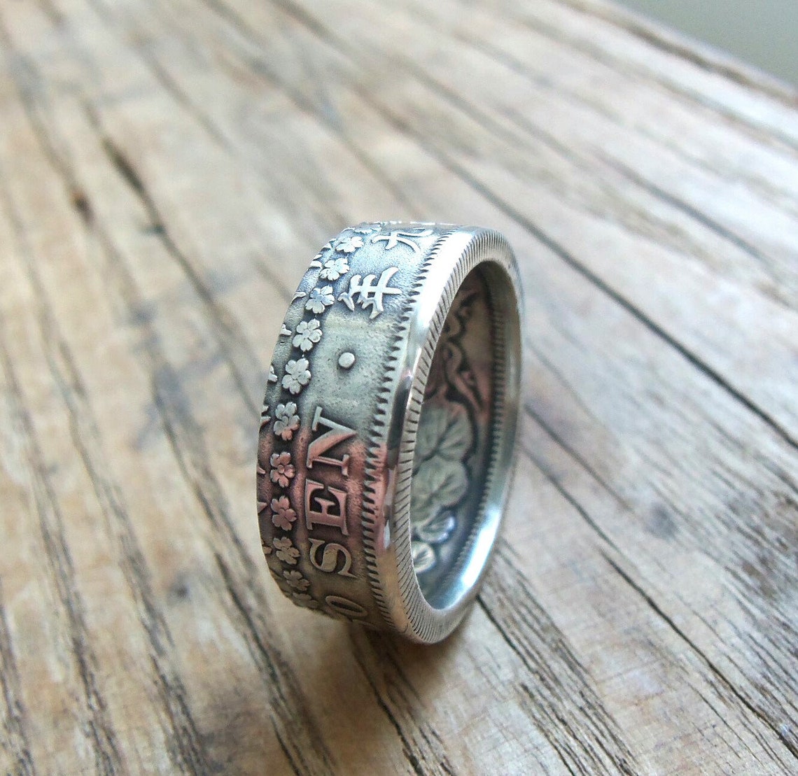 Japanese Silver Coin Ring Japan 50 Sen Silver Coin Ring | Etsy
