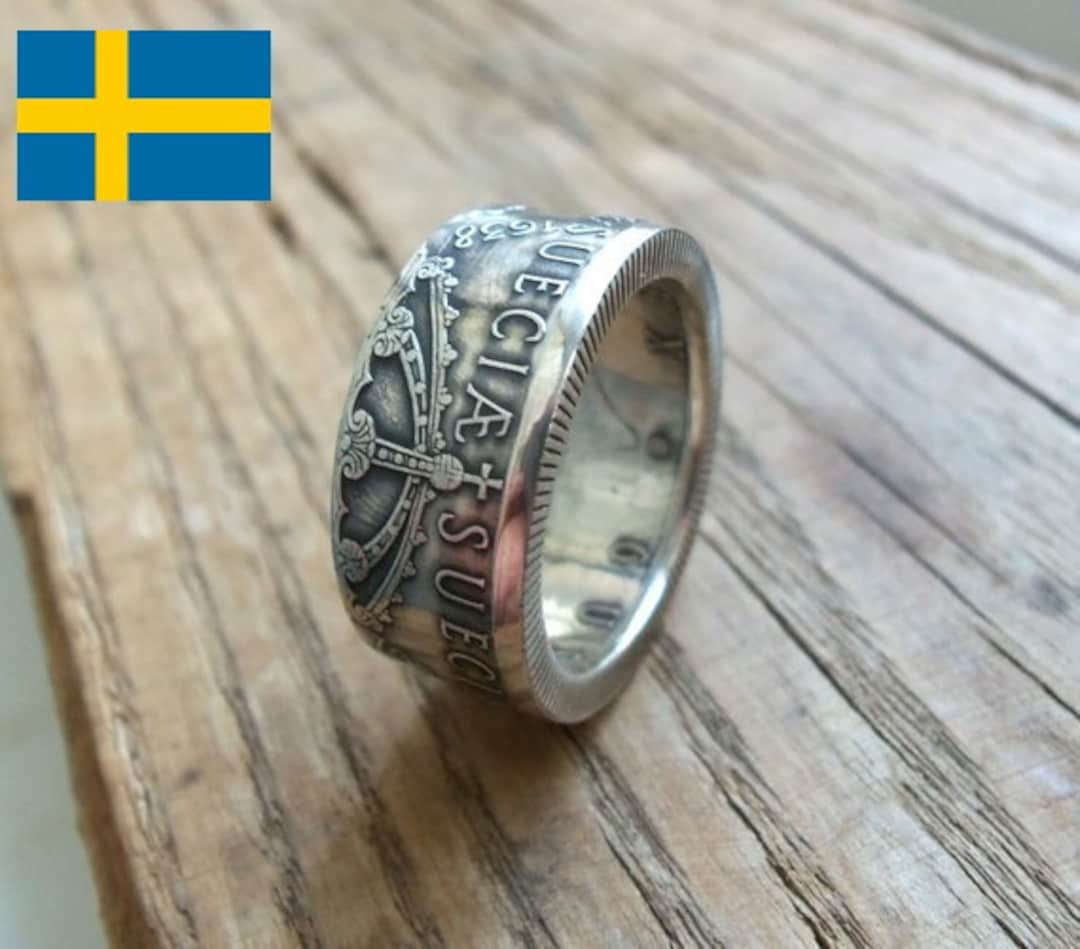 Sweden Coin Ring - Silver Swedish Coin Ring - Ring From Swedish Coin ...