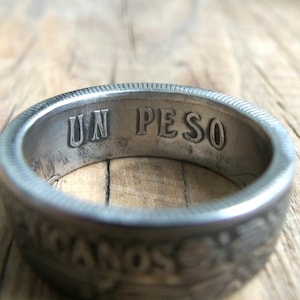 Mexican Coin Ring - Mexico Un Peso Coin Ring - Ring Hand Made From ...