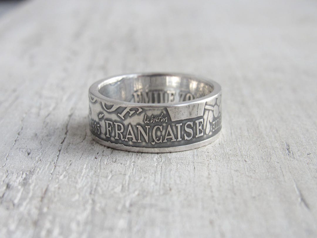 French 1985 Year Silver Coin Ring - Republique Francaise - France Coin ...